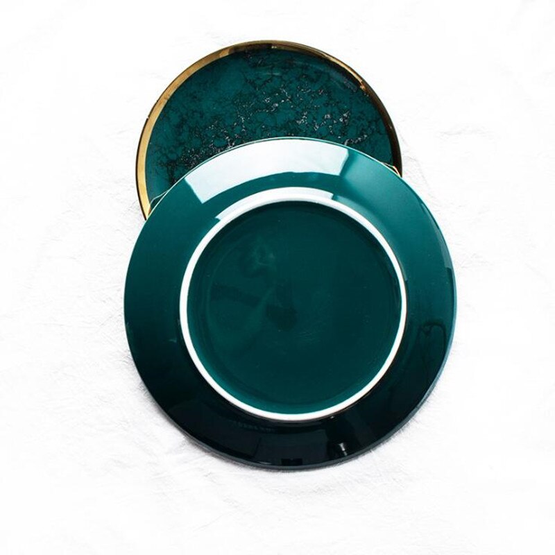 Le côté or assiette verte porcelaine vaisselle Ste... – Grandado