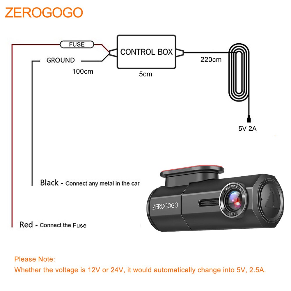 ZEROGOGO Harten Draht Bausatz für Dashcam 24V 12V ... – Grandado