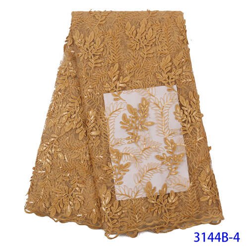Gold French Lace Fabric Net Lace Fabric Sequin Fab... – Grandado