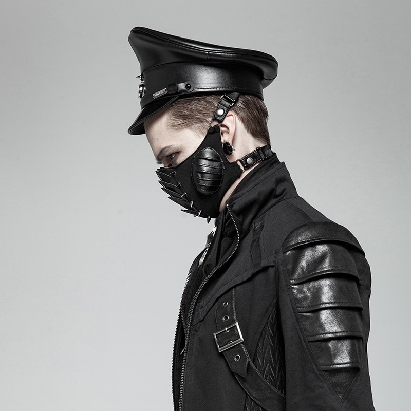 PUNK RAVE Men's Punk Personality PU Hat party Club Stage Performance ...