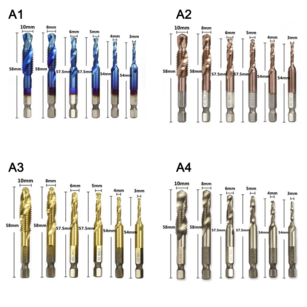 6 Pcs Hss Metrische Draad Tap Hss Boren Spiraal Tr... – Vicedeal