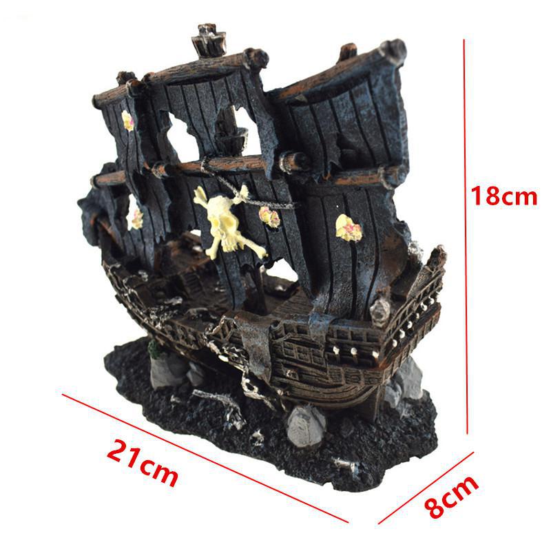 Artificial Aquarium Sunk Boat Decoration Fish Tank... – Grandado