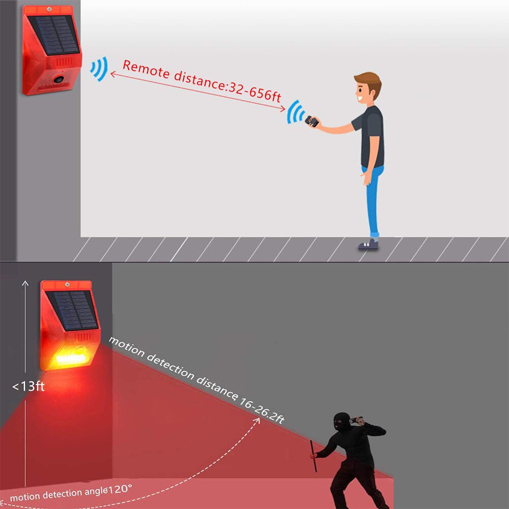 Solar Alarm Lamp 110db Warning Sound 129dB Loud Si... – Vicedeal