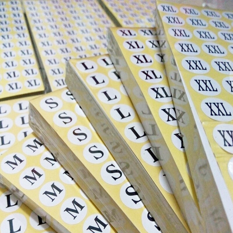 Stock printed white size label stickers, number ta... – Vicedeal