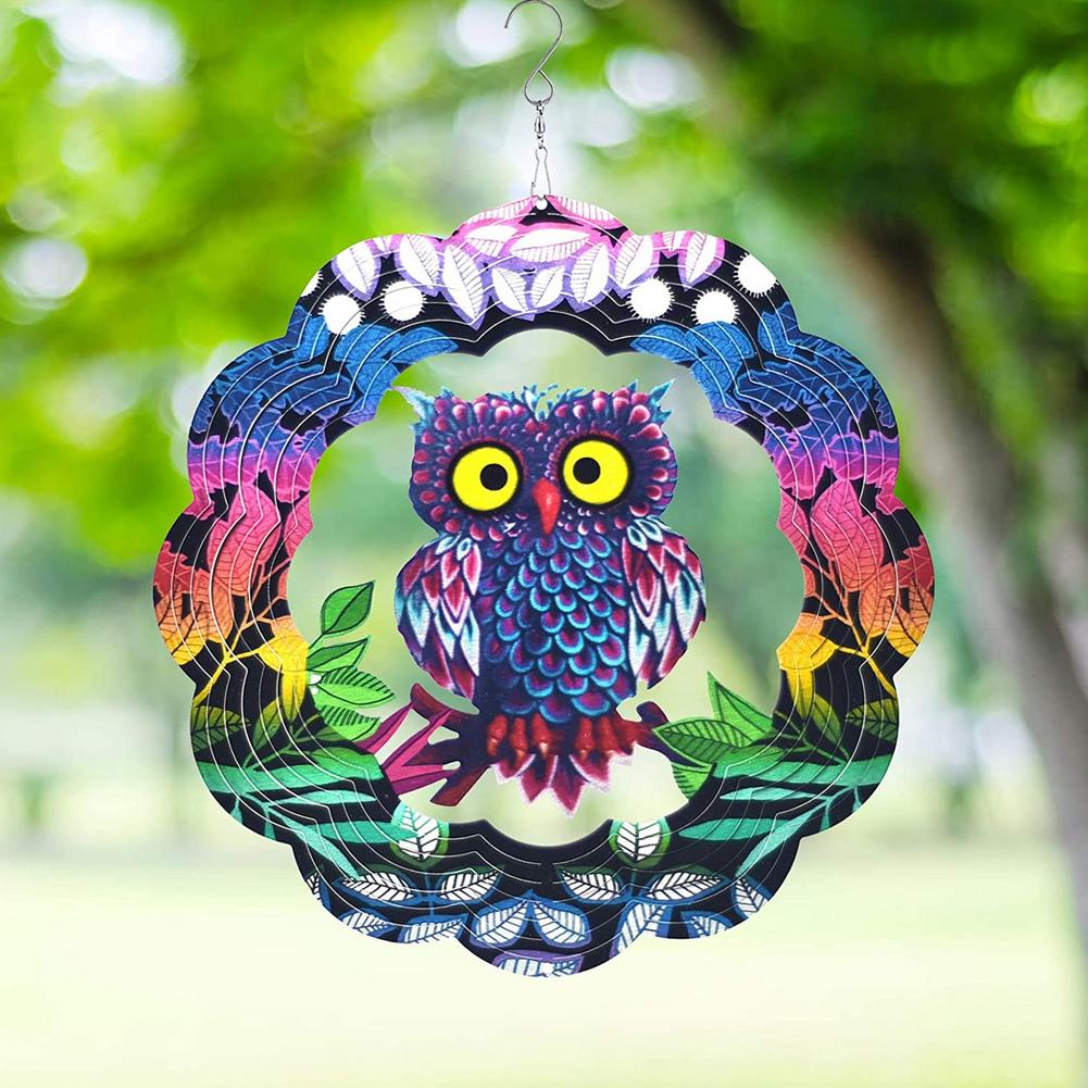 3D Painted Metal Wind Chime Geometric Owl Kinetic ... – Grandado