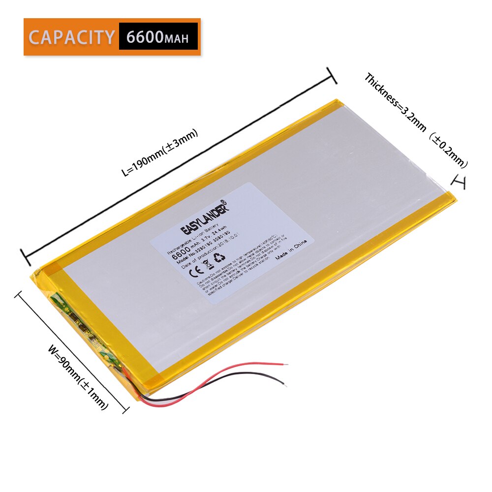 3290190 3.7V 6600Mah Lithium Polymer Batterij Voor... – Grandado