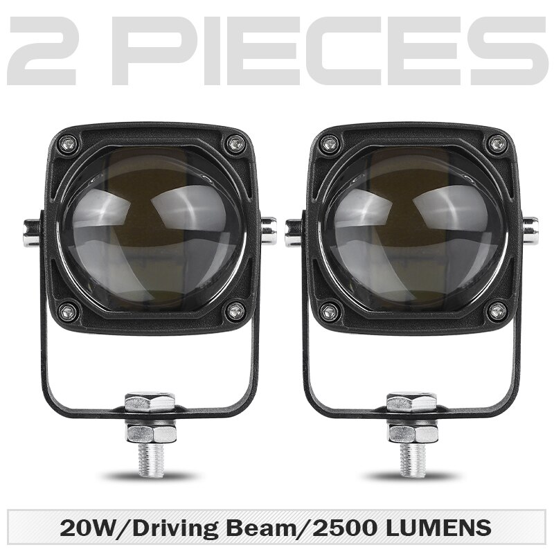 2Inch 20W LED Driving Light Black/Red Square LED W... – Grandado