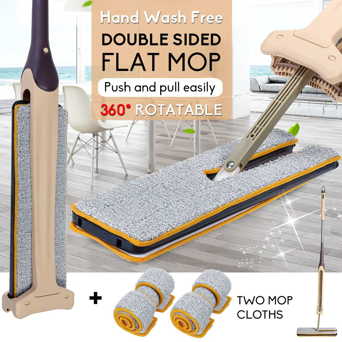 Double-sided Telescopic Mop+2/4PCS Lazy Flat Mop F... – Grandado