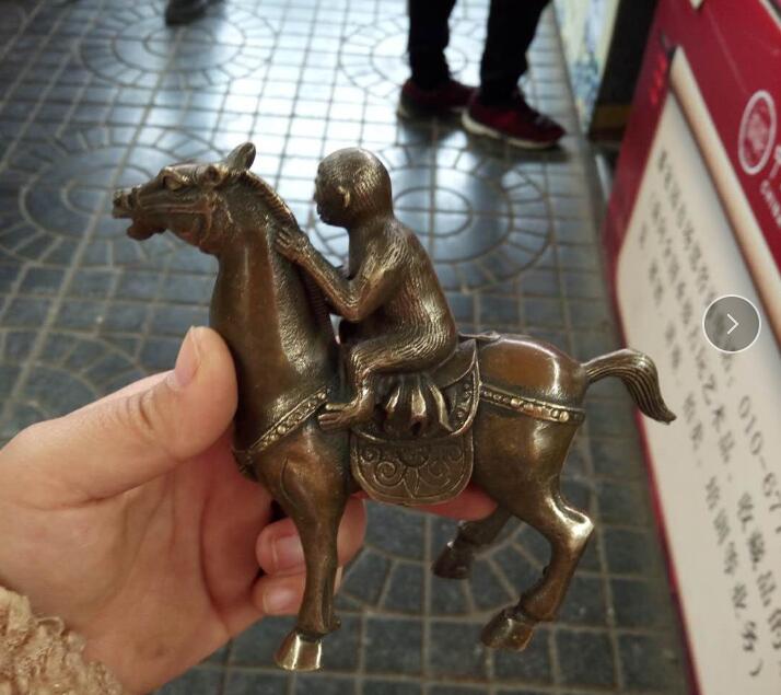 China Vintage Brass Handwork The Monkey Riding Hor... – Grandado