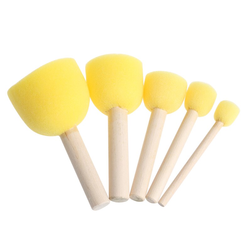 5Pcs Round Sponge Brush with Wood Handle Art Graff... – Grandado