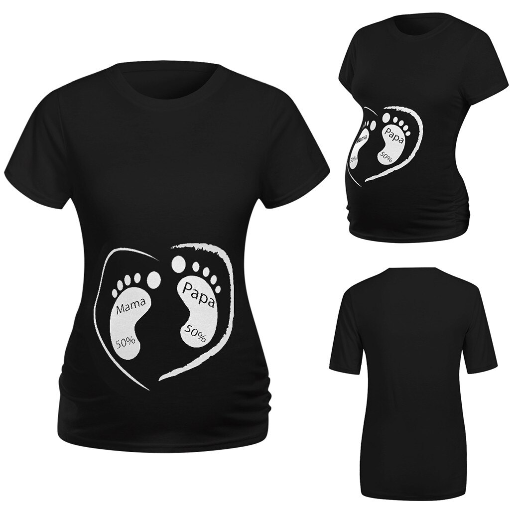 4# Cartoon Print Maternity Tees Women Round Neck M... – Grandado