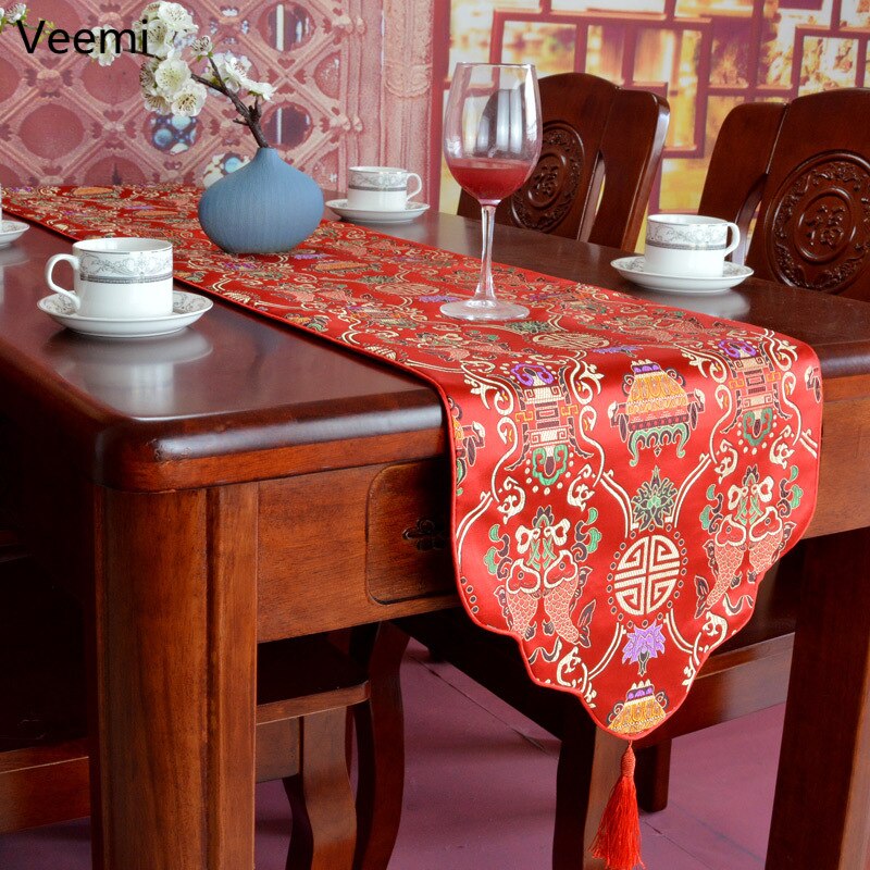 Chinese Style Red Flower Embroidery Table Runner C... – Vicedeal