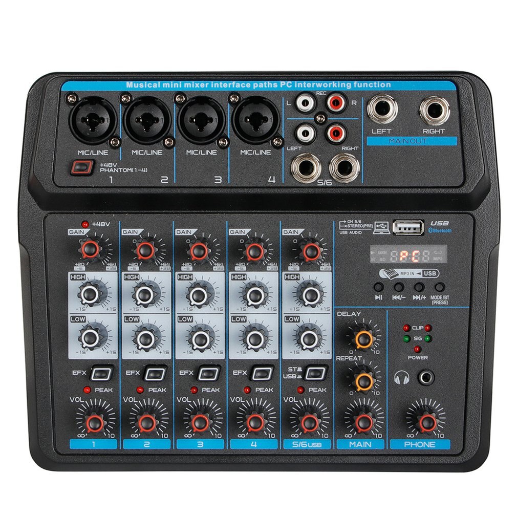 6-channel mixer with sound card for domestic civil... – Vicedeal