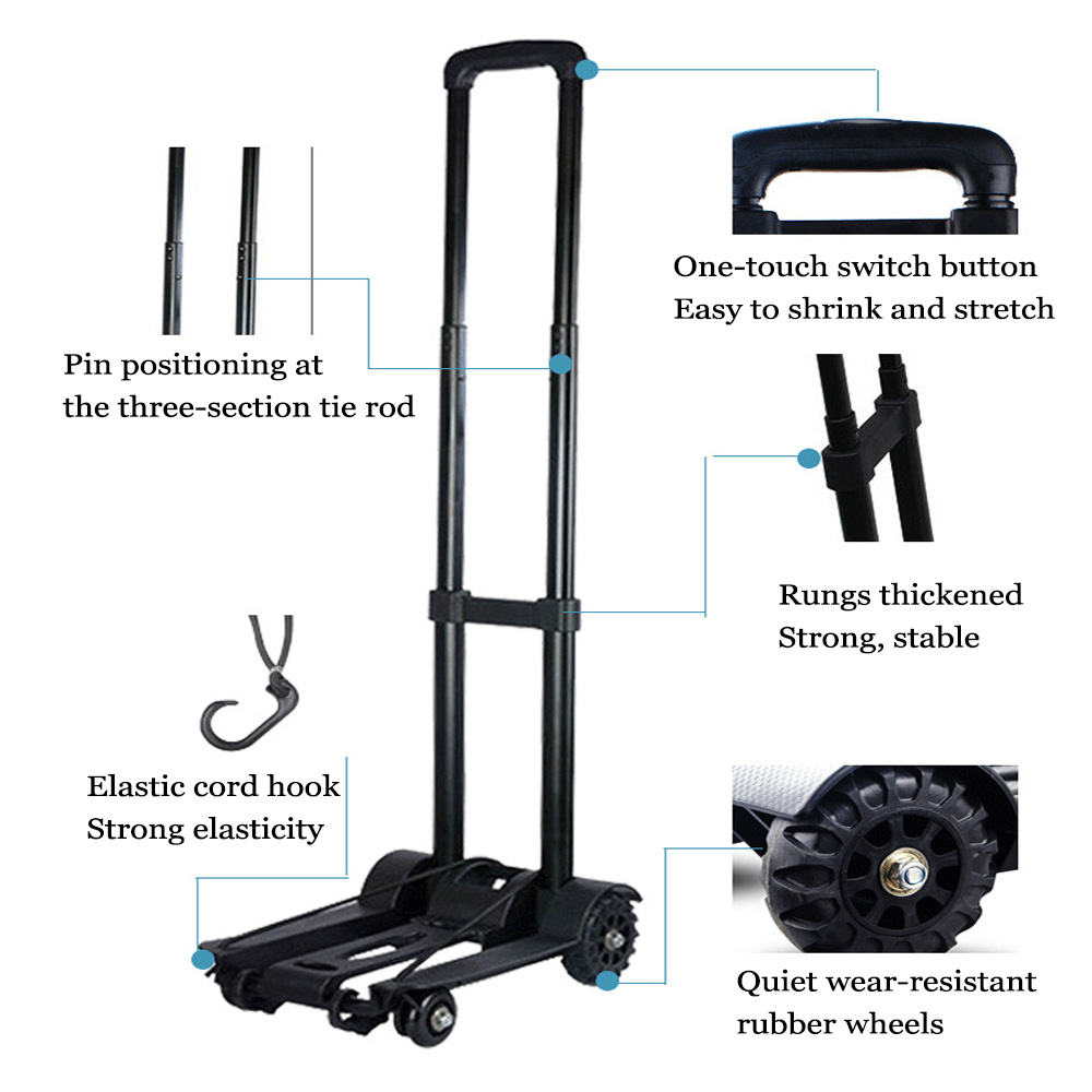 50kg Heavy Duty Foldable Hand Sack Wheel Trolley F... – Grandado