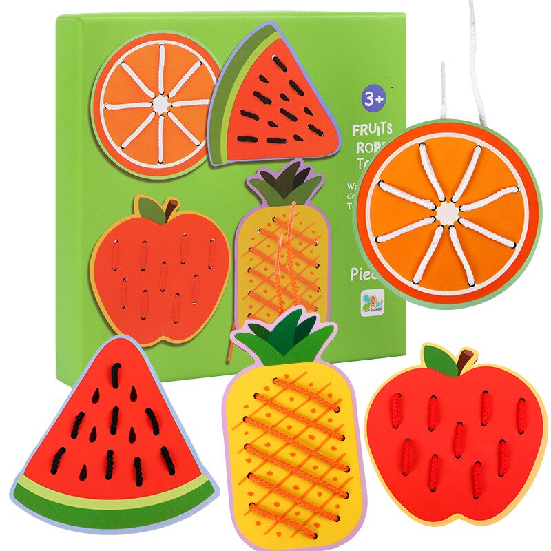 Large Fruit Animal Threading Board Children's Puzz... – Grandado