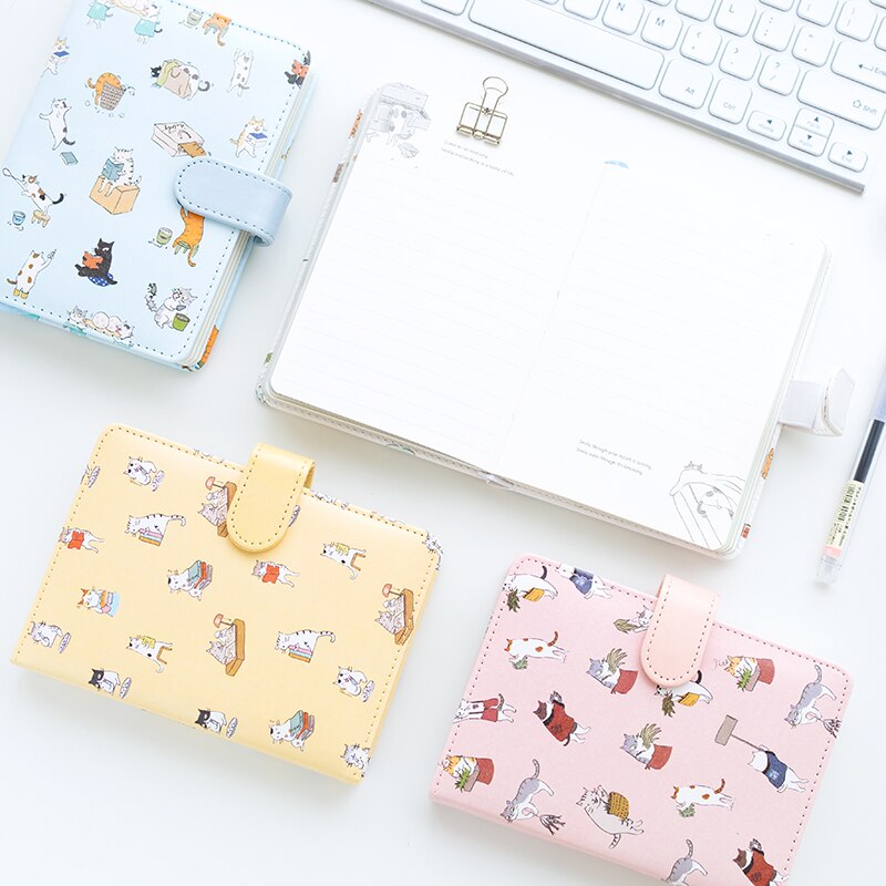 Fromthenon Stationery Cute Cat Notebook Leather Co... – Vicedeal