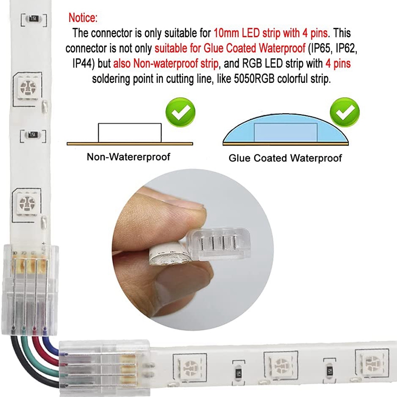 L Shape 4-Pin RGB LED Connectors 6 Packs 10Mm Wide... – Vicedeal