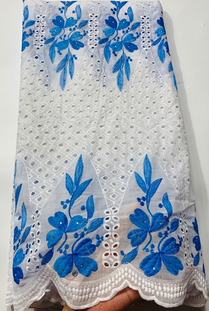 White Blue African Lace Fabric Lace Embroidery Cot... – Grandado