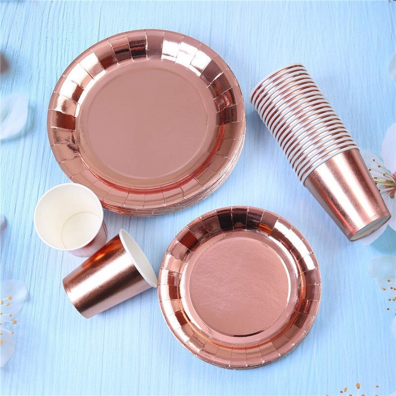 150Pcs Rose Gold Party Supplies Party Tableware Fo... – Grandado