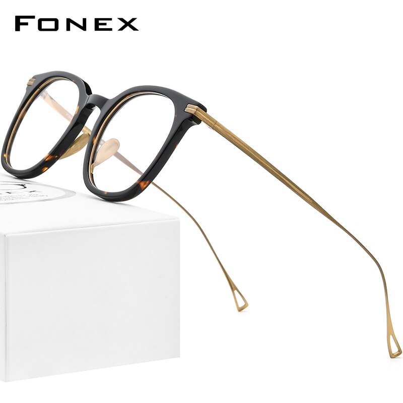FONEX Acetate Titanium Glasses Frame Men Retro Squ... – Grandado