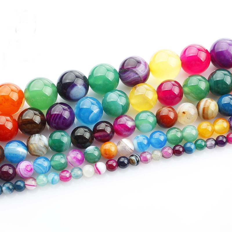 Natural Colorful Stripes Agates Stone Beads For Je... – Grandado