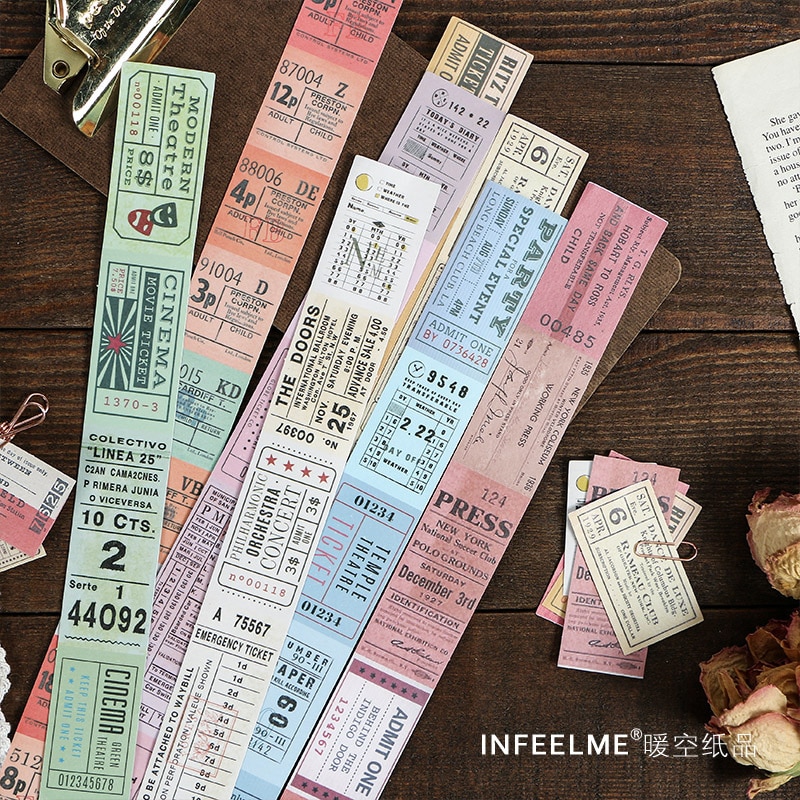 Vintage Ticket Stickers Retro Washi Tape Stickers ... – Grandado