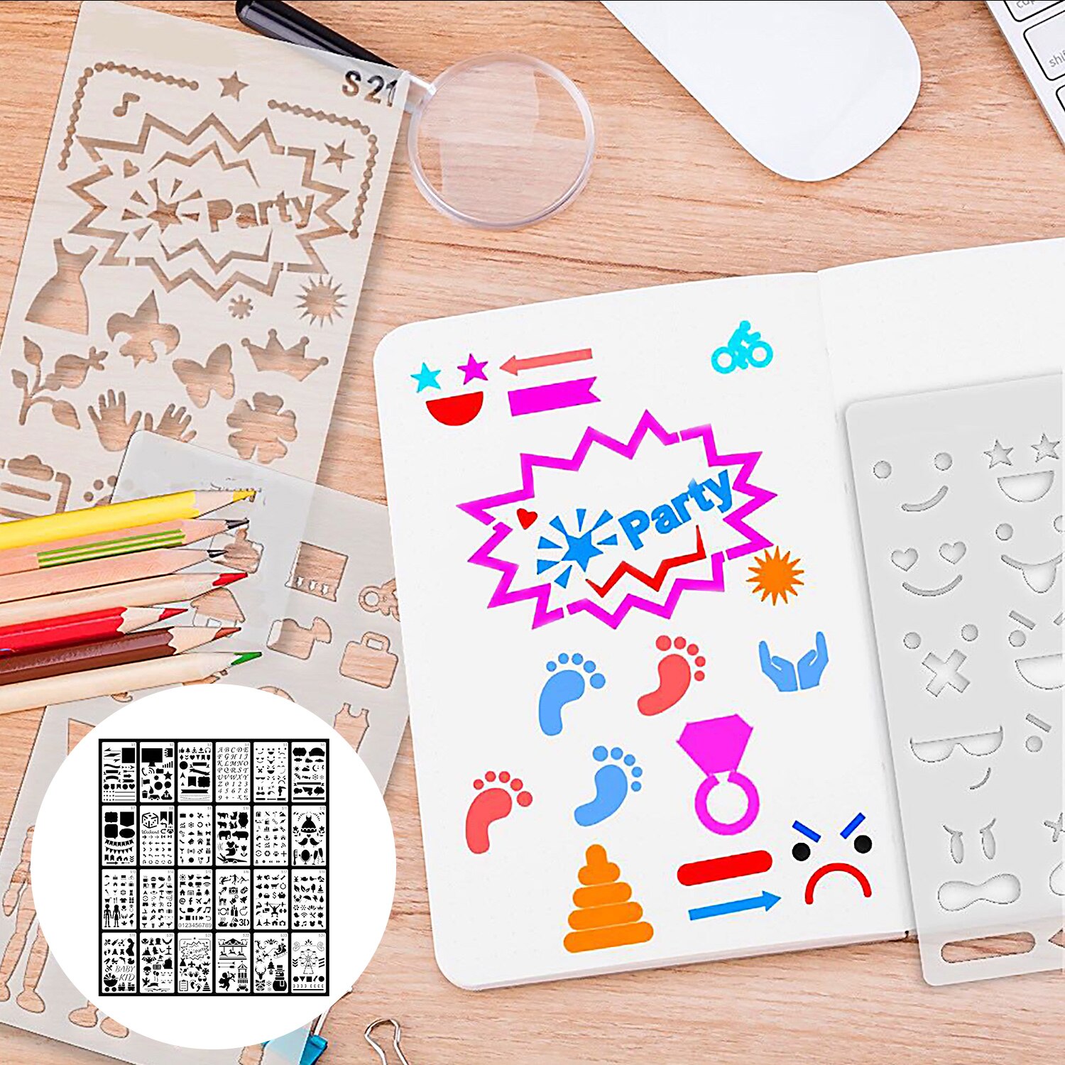 24 Sheets Drawing Painting Stencils Templates Set ... – Grandado