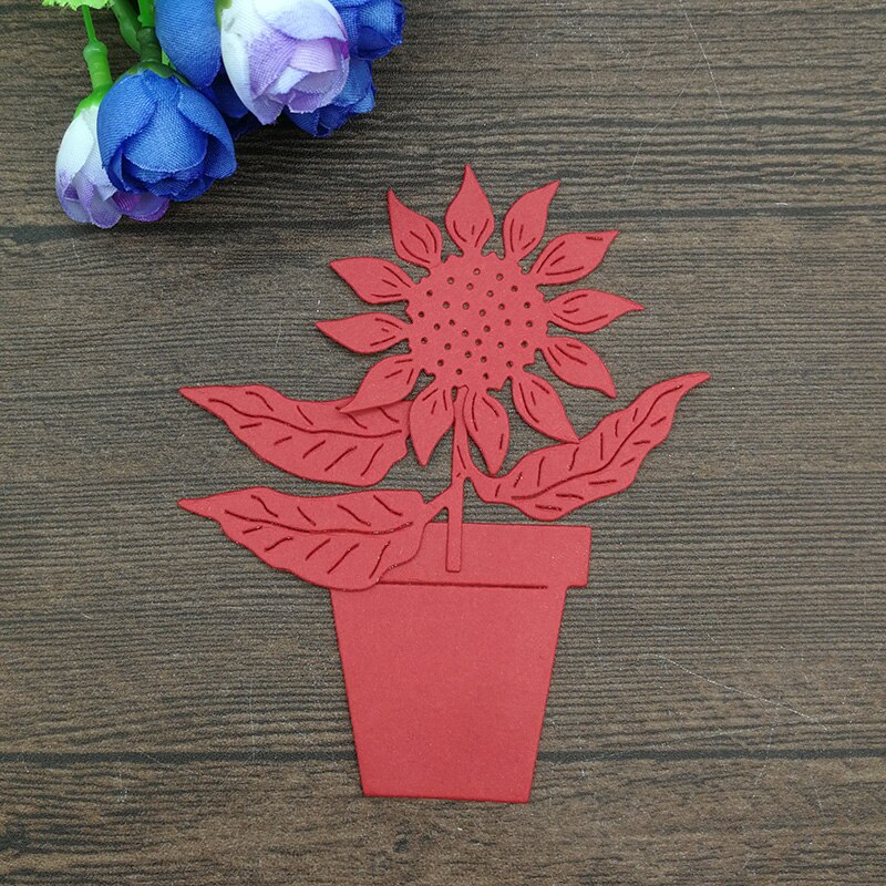 Sunflower flower pot Metal Dies Scrapbooking Metal... – Grandado