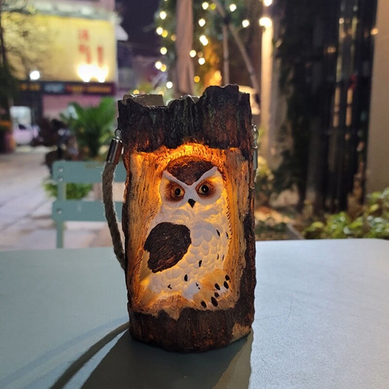 Products Resin Solar Tree Stump Owl Lawn Night Lig... – Grandado