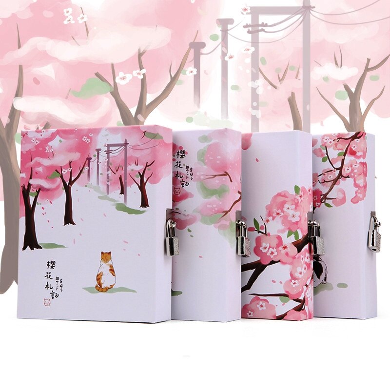 "Sakura Kat Lock Notebook" Leuke Dagboek... – Vicedeal
