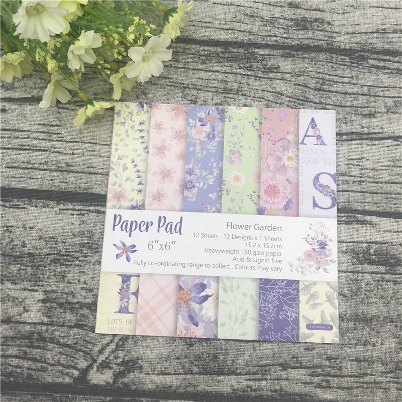 12pc 6"X6"The Flower Garden patterned paper Scrapb... – Vicedeal