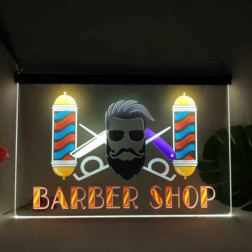 OPEN Scissor Barber Shop Men's Space Multicolour L... – Grandado