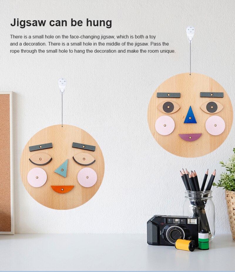 Wooden Children's Puzzle Fun Facial Expression Gam... – Grandado