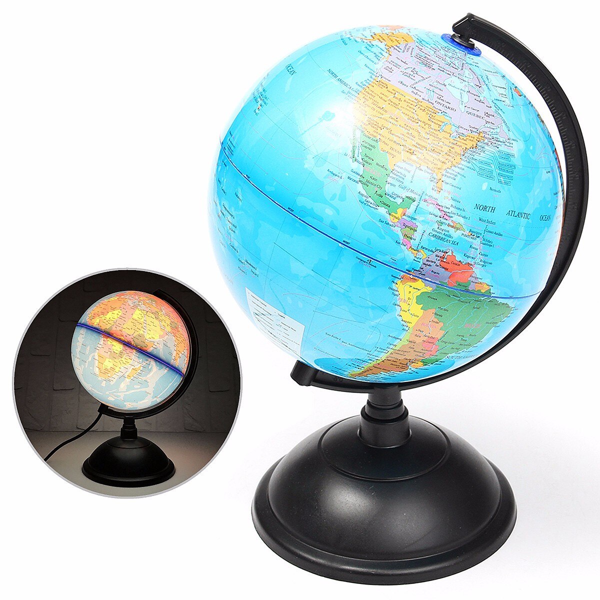 20CM Terrestrial Earth Globe World Map LED Light G... – Grandado