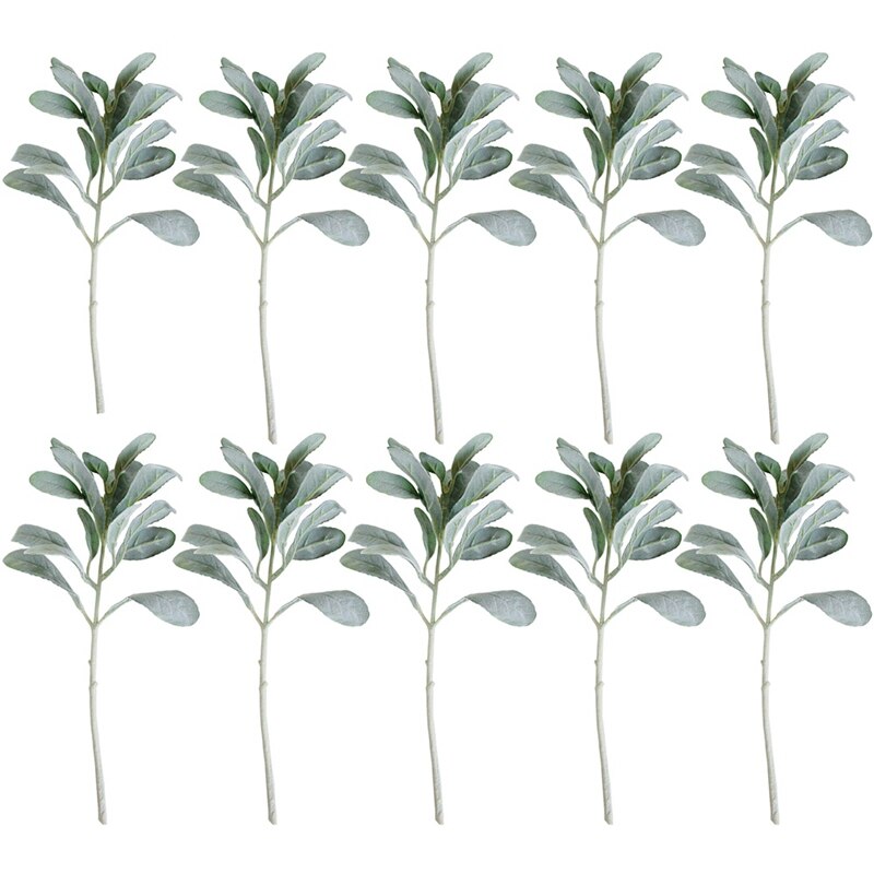 12 Pcs Artificial Flocked Lambs Ear Leaves Dusty S... – Vicedeal
