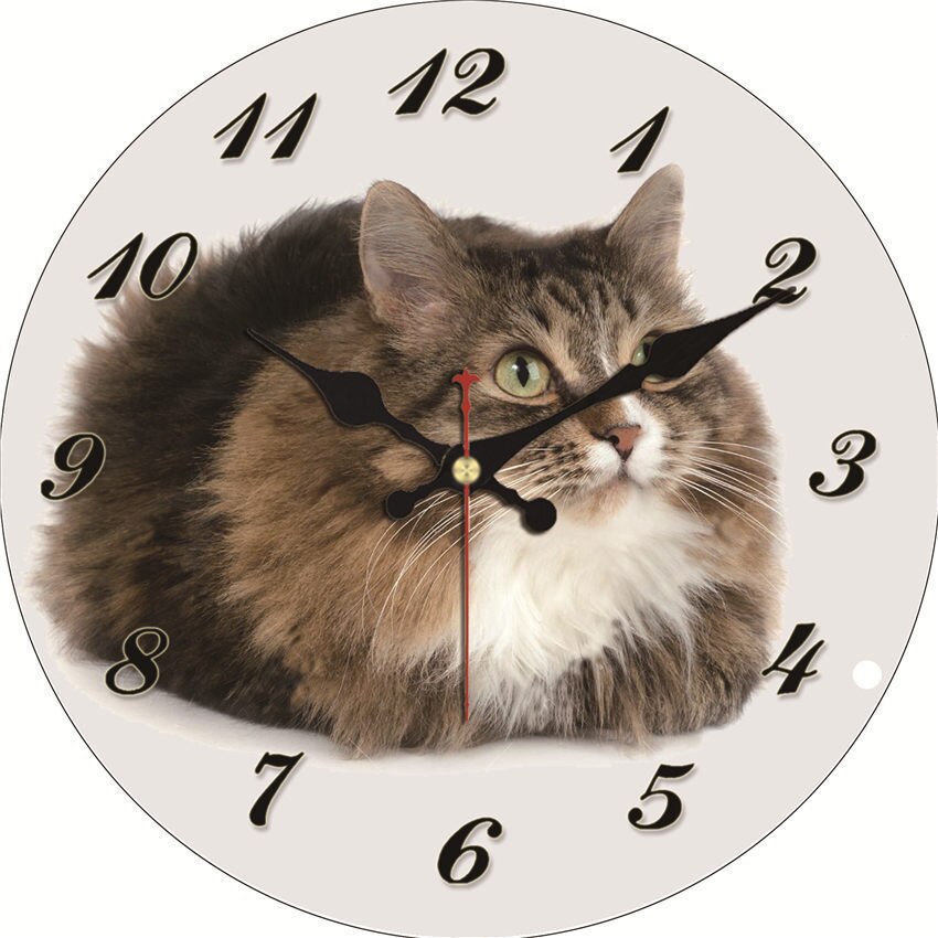 Vintage Wall Clock Cute Cat Large Silent For Livin... – Grandado