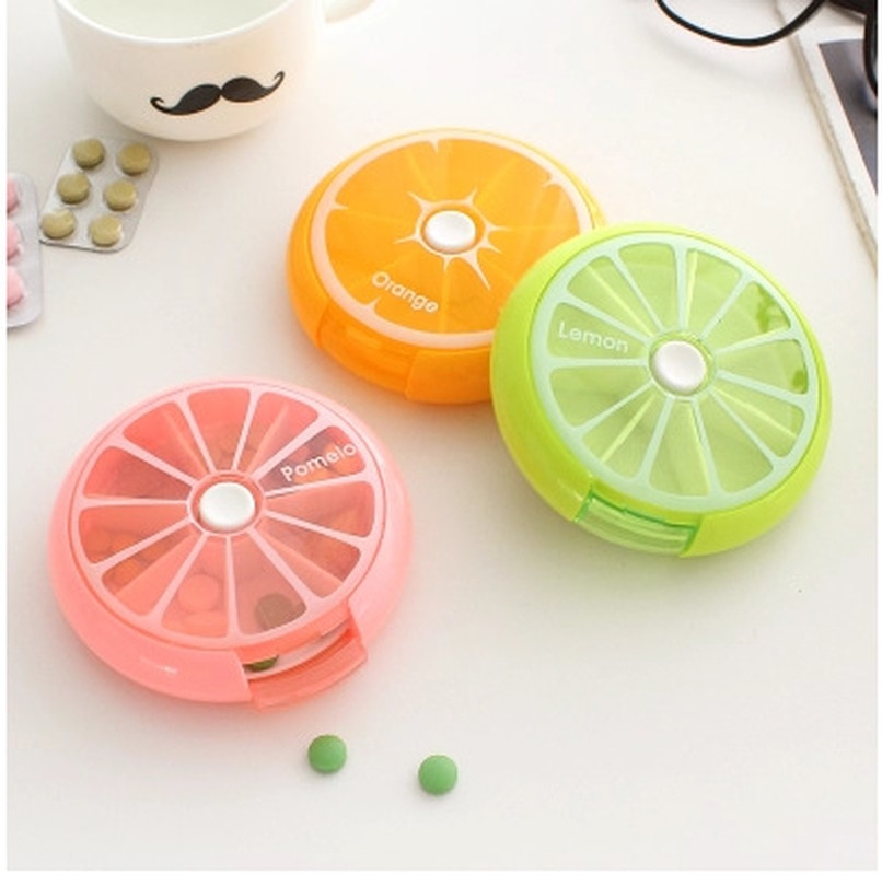 Weekly Rotating Pill Box Travel Pill Case Splitter... – Grandado
