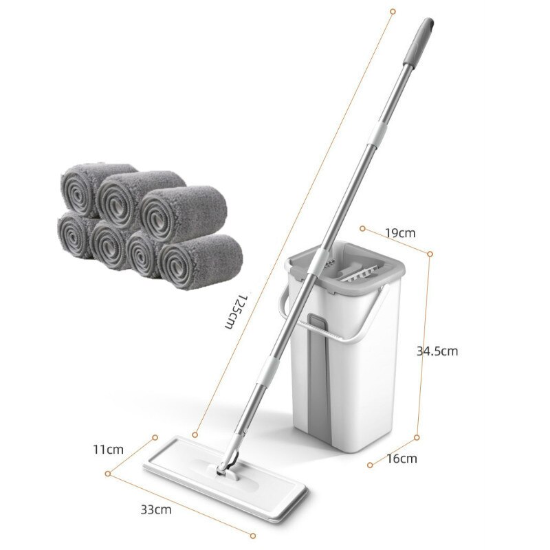 Squeeze Flat Mop and Bucket Kitchen Handle Wash fo... – Vicedeal