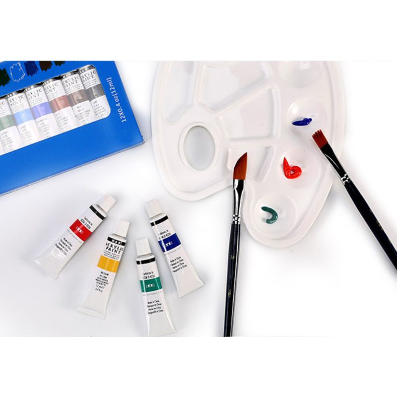 12 Colors Acrylic Paints Set 12ml Tubes Drawing Pa... – Grandado
