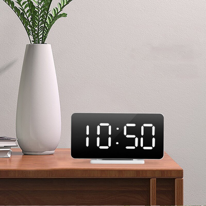 LED Alarm Clock Mirror Digital Clock Snooze Time T... – Grandado