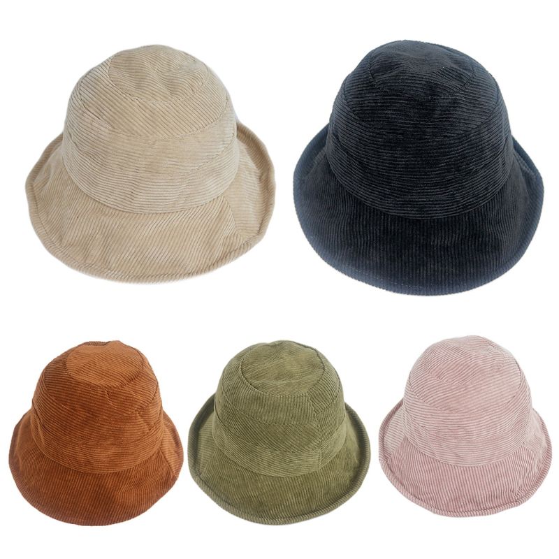 Women Men Autumn Corduroy Velvet Panama Bucket Hat... – Vicedeal