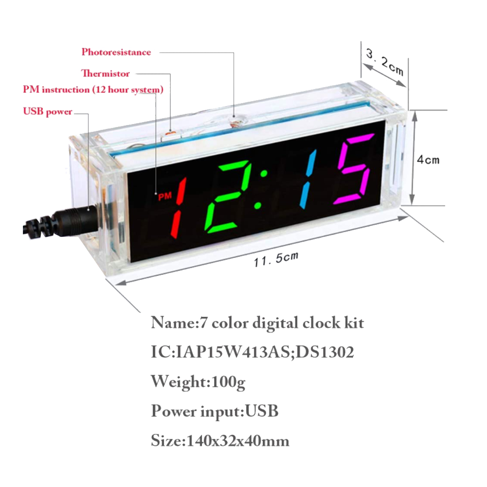 DIY Clock Kit 4 Digital Tube LED Time Week Tempera... – Grandado