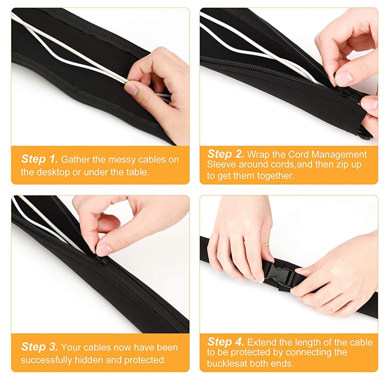 Cable Management Sleeves Cable Tidy Sleeve Zip And... – Grandado