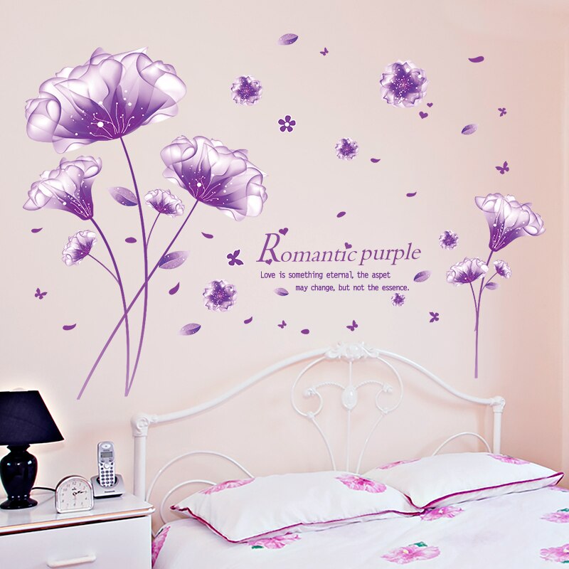 Purple Color Flower Wall Sticker DIY Plant Wall De... – Grandado