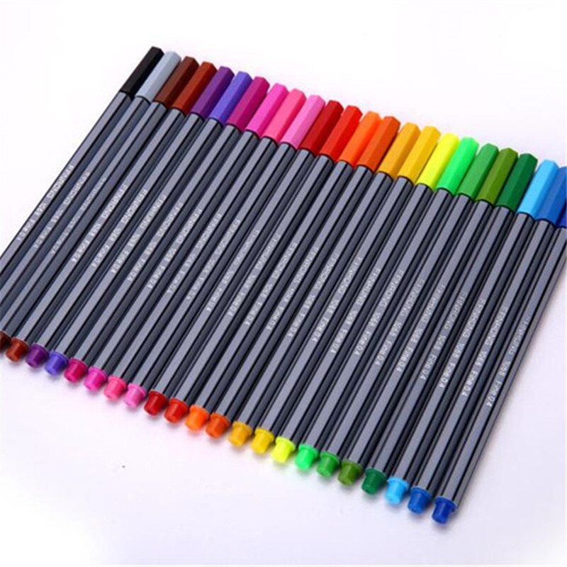 24 Stks/set Kleur 0.4 Mm Fiber Marker Pen Fineline... – Vicedeal
