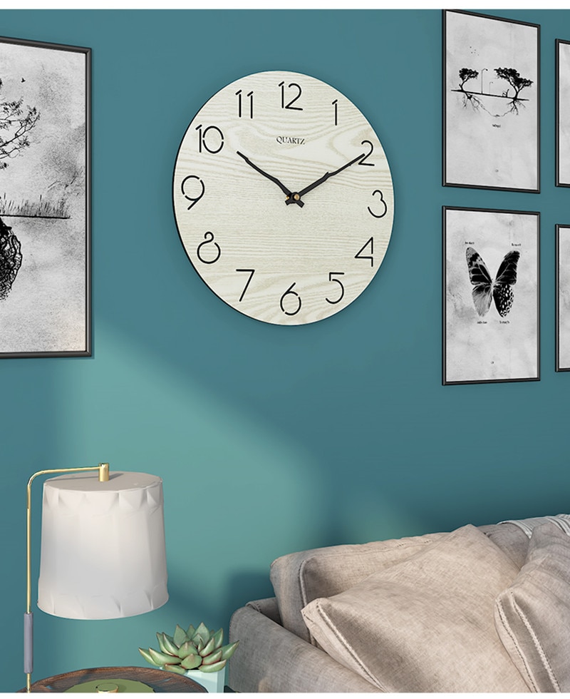 Nordic Wooden Wall Clock 12 Inch Wooden Silent Mec... – Grandado