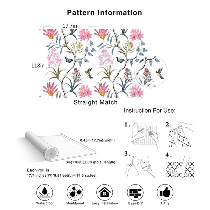 Floral Peel Wallpaper Floral Vintage Contact Paper... – Grandado