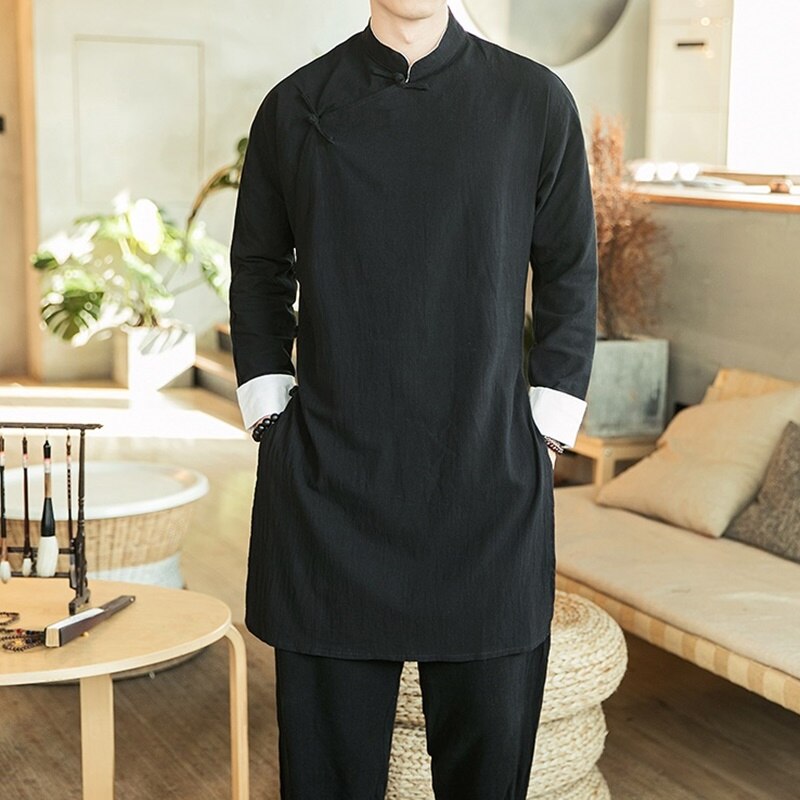 Men Chinese Traditional Cotton Linen Hanfu Shirts ... – Vicedeal