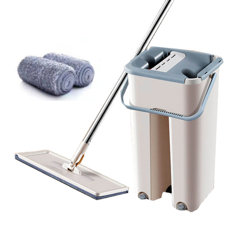 Flat Squeeze Mop With Bucket 360 Rotating Hand Fre... – Grandado