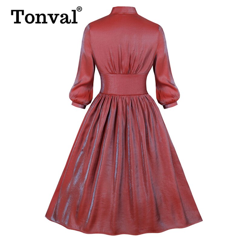 Tonval Red High Waist Deep V Neck Single Breasted ... – Grandado